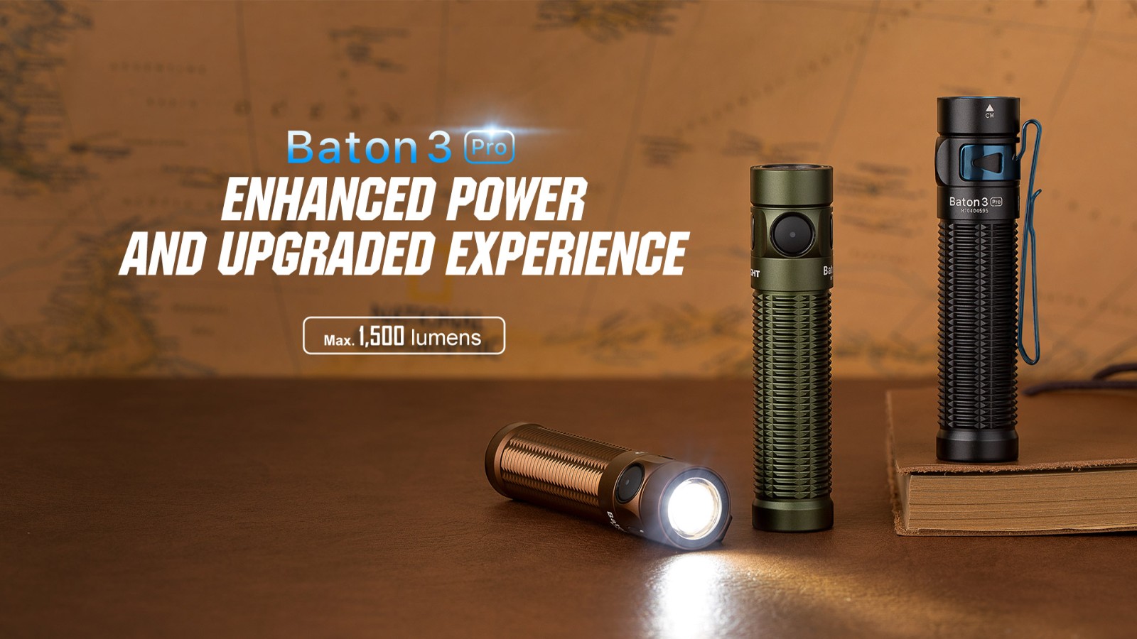Olight Baton 3 Pro 1500 Lumens Long-Lasting Flashlight USB Rechargeable ...