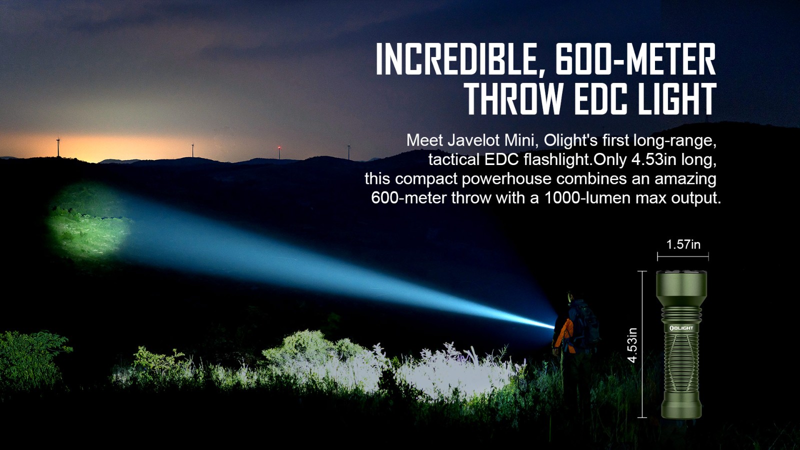 Olight Javelot Mini 1000 Lumen EDC Flashlight Long Range Compact ...